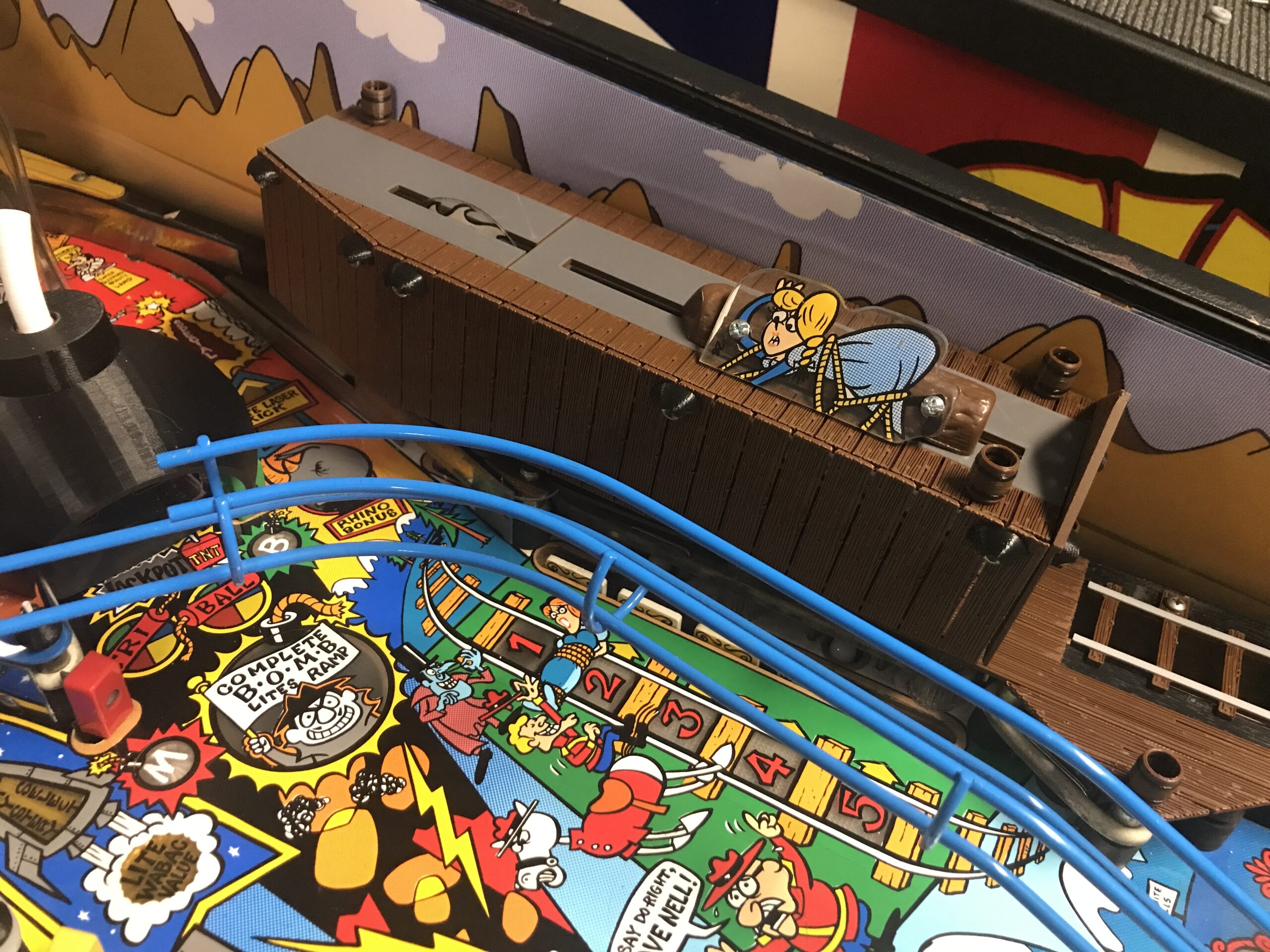 The Rocky and Bullwinkle Pinball Sawmill Mod Upgrade